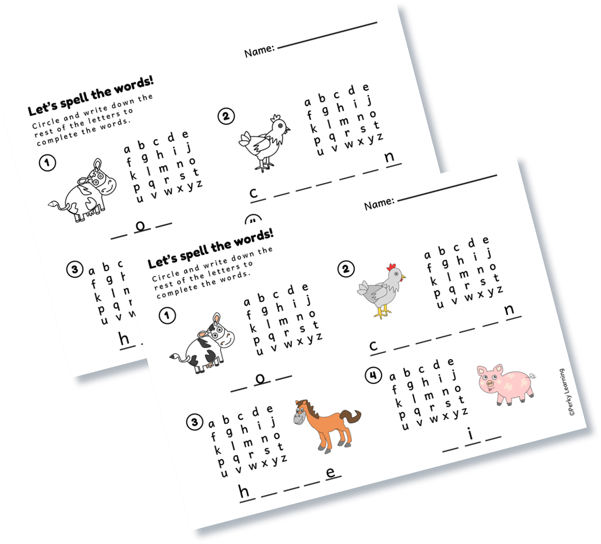 animals-spelling-activity-ages-3-6-english.pdf - Perky Learning