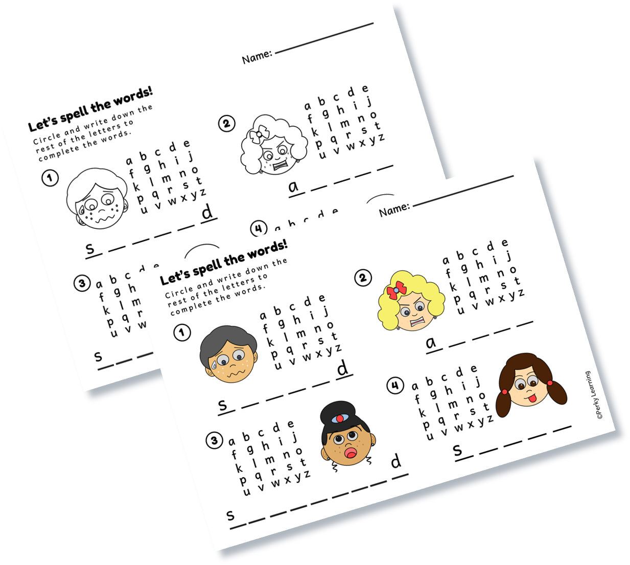 emotions-spelling-activity-ages-3-6-english.pdf - Perky Learning