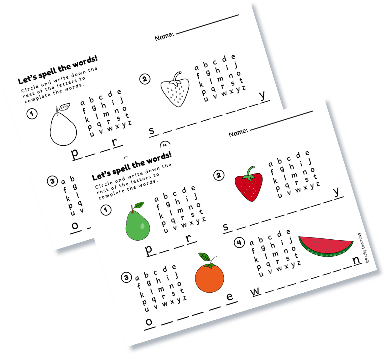 fruits-spelling-activity-ages-3-6-english.pdf - Perky Learning