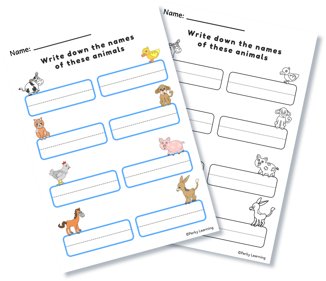 animals-writing-worksheet-ages-3-6-english.pdf - Perky Learning